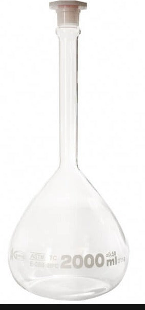 Matraz Aforado con Tapa NS 29/32 Clase A – 2000 ml – Galeca